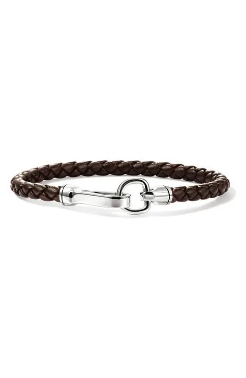 John Hardy Hook Clasp Bracelet, Leather - Silver Brown