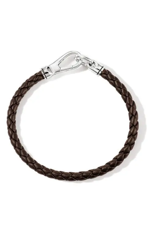 John Hardy Braided Leather And Sterling Silver Hook Clasp Bracelet