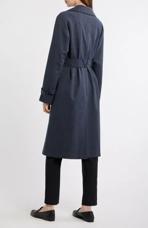 Via Spiga Stretch Gabardine Trench Coat - Navy