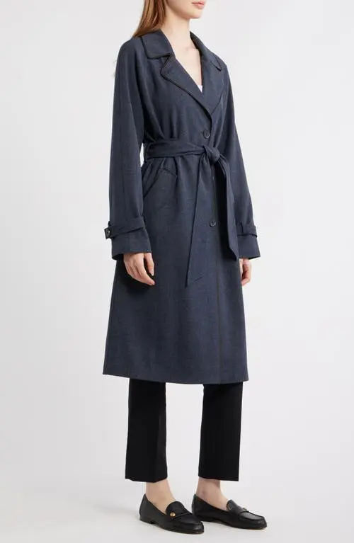 Via Spiga Stretch Gabardine Trench Coat - Navy
