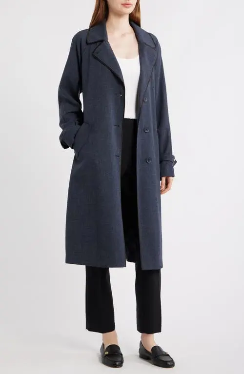 Via Spiga Stretch Gabardine Trench Coat - Navy