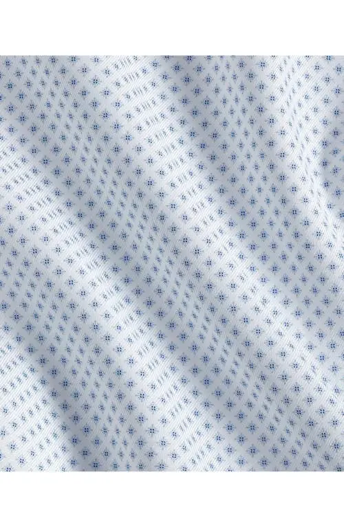 David Donahue Slim Fit Neat Print Stretch Cotton Twill Dress Shirt - White/pearl