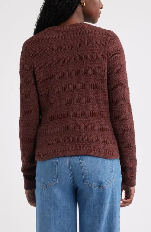 Caslon Textured Cotton Cardigan - Brown Chocolate