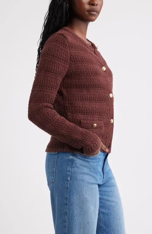 Caslon Textured Cotton Cardigan - Brown Chocolate