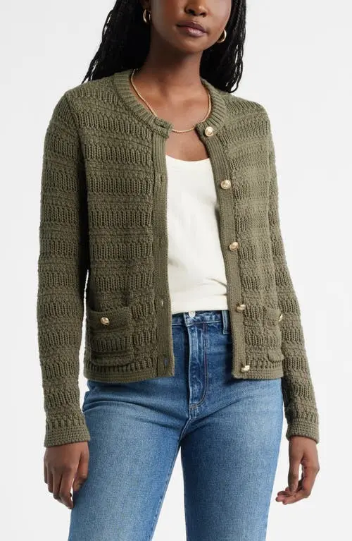 Caslon Textured Cotton Cardigan - Olive Sarma