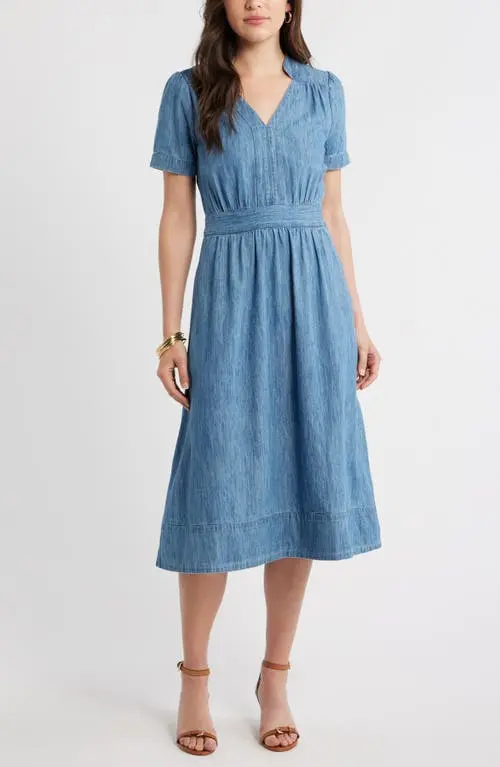 Caslon Cotton Chambray Midi Dress
