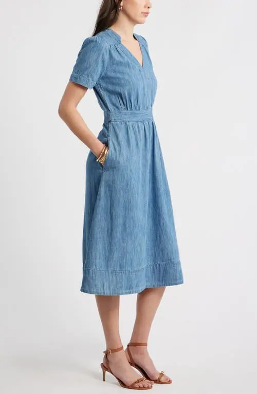 Caslon Cotton Chambray Midi Dress