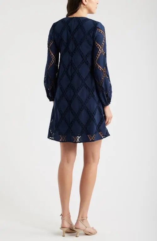 Caslon Lace Lattice Bracelet Sleeve Cotton Dress