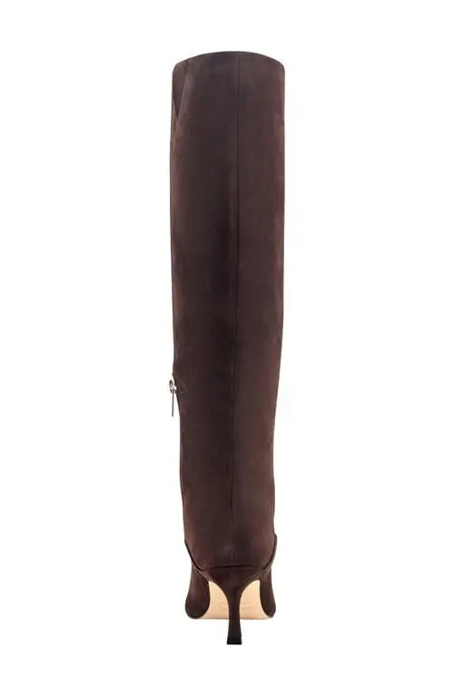 Marc Fisher Visola Pointed Toe Knee High Boot - Dark Brown