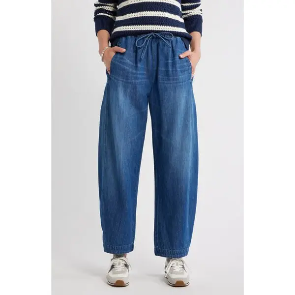 Caslon Pull-on Chambray Ankle Barrel Leg Pants