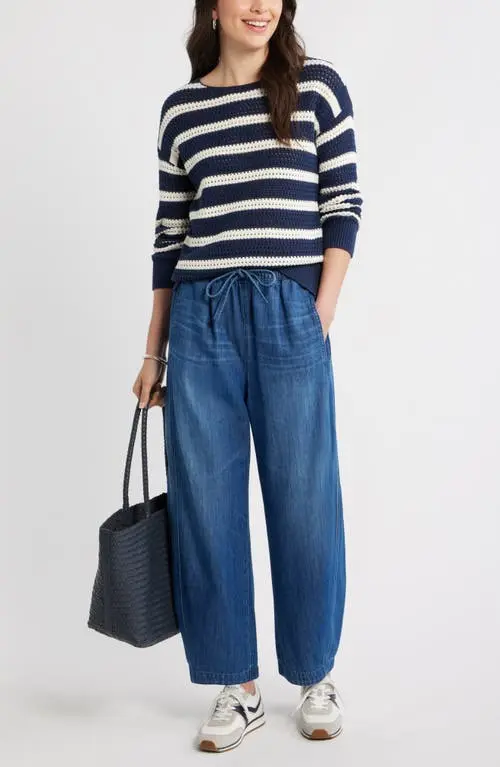 Caslon Pull-on Chambray Ankle Barrel Leg Pants