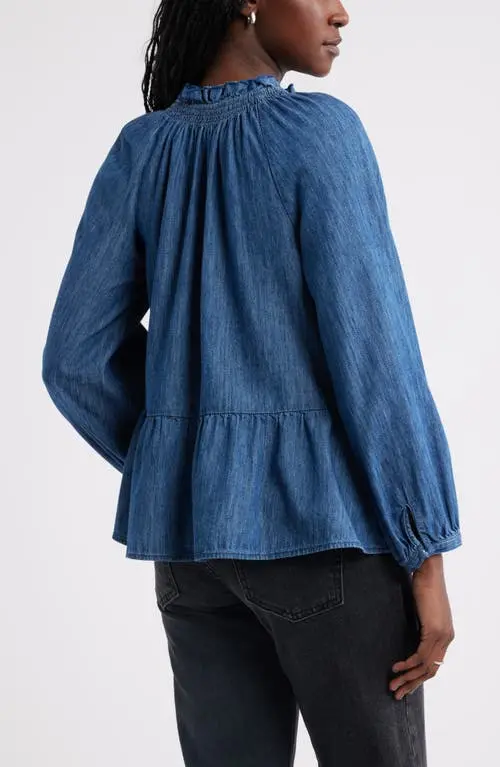 Caslon Peplum Cotton Chambray Top