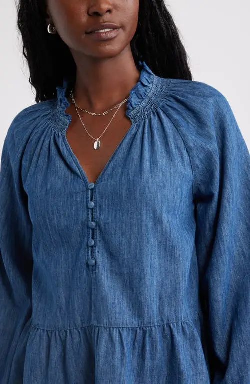 Caslon Peplum Cotton Chambray Top