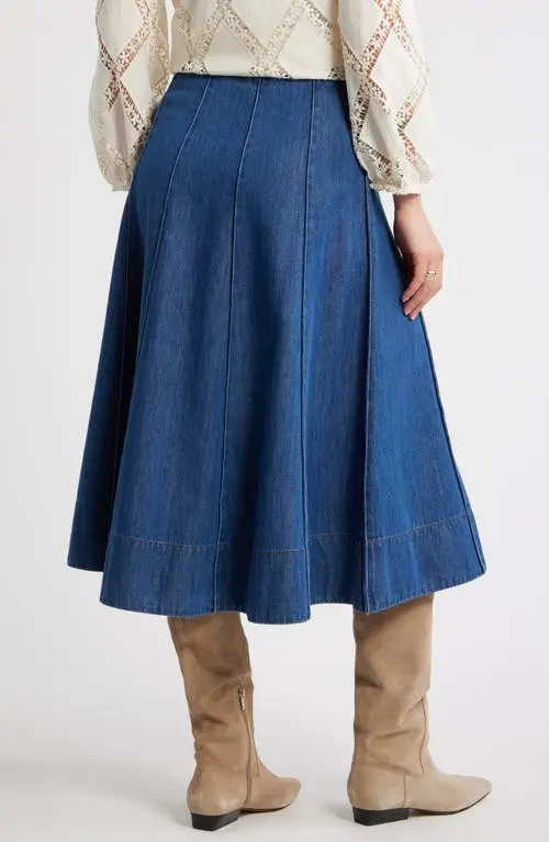 Caslon Seamed A-line Denim Midi Skirt