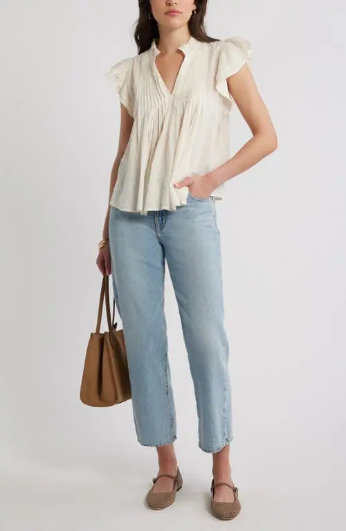 Caslon Ruffled Pleated Top - Ivory Pristine