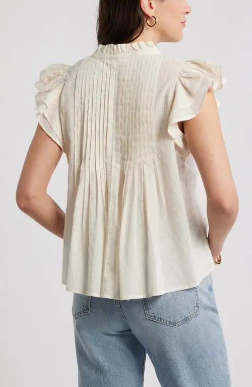 Caslon Ruffled Pleated Top - Ivory Pristine