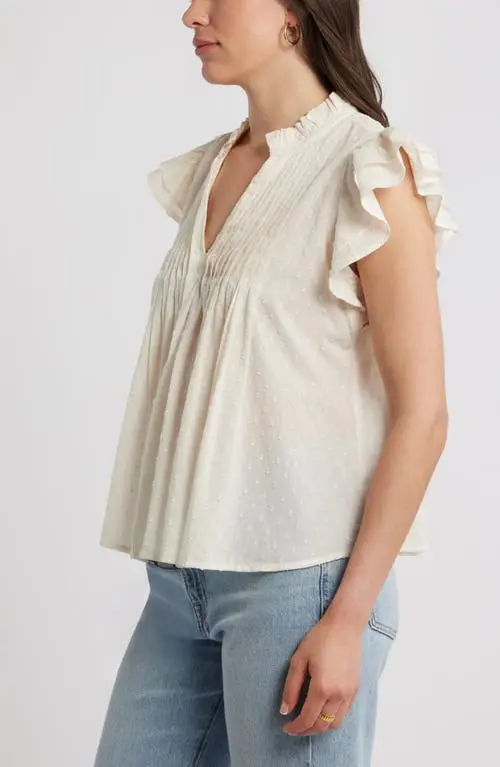 Caslon Ruffled Pleated Top - Ivory Pristine