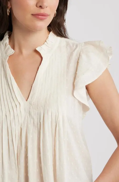 Caslon Ruffled Pleated Top - Ivory Pristine