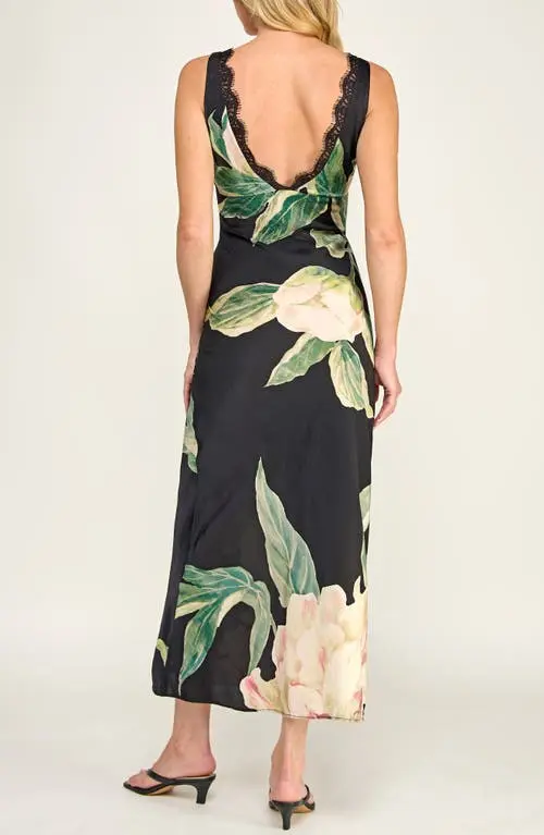 SOCIALITE Bias Cut Floral Satin Maxi Dress