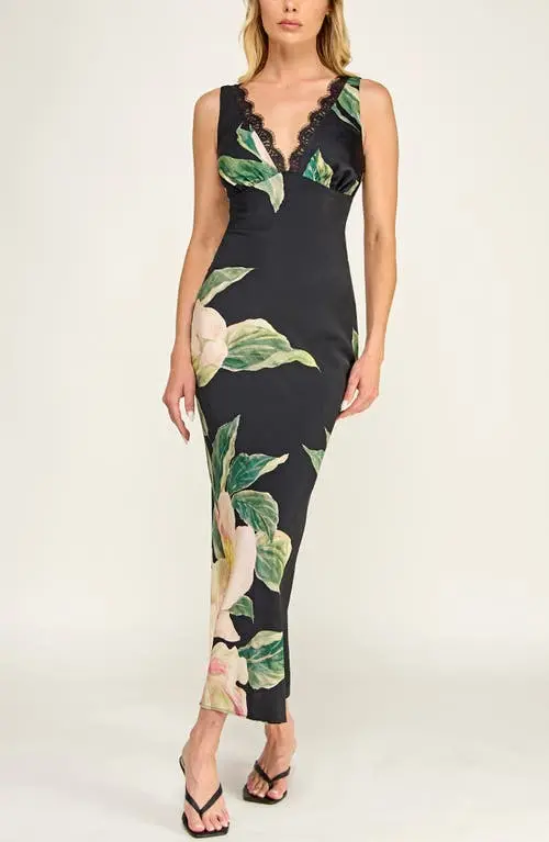 SOCIALITE Bias Cut Floral Satin Maxi Dress