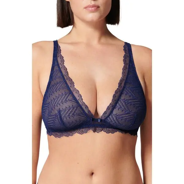 Simone Perele Canopee Triangle Lace Bralette - Midnight