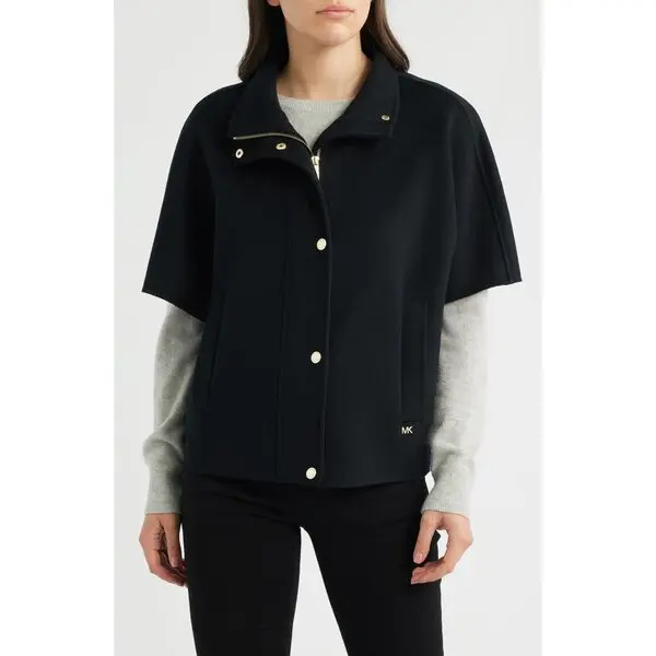 Michael Kors Double Face Wool Cape - Black