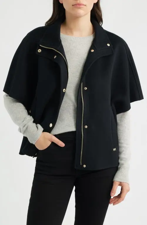 Michael Kors Double Face Wool Cape - Black