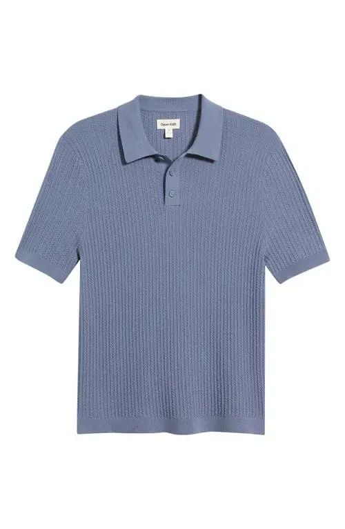 OPEN EDIT Textured Short Sleeve Polo Sweater