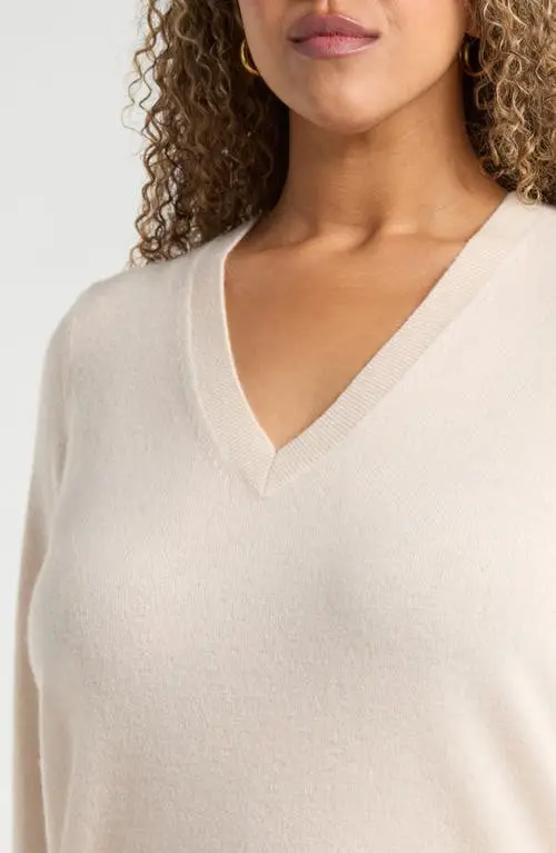 Nordstrom V-neck Cashmere Sweater - Beige Beach