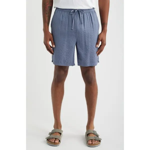 OPEN EDIT Stripe Seersucker Drawstring Shorts