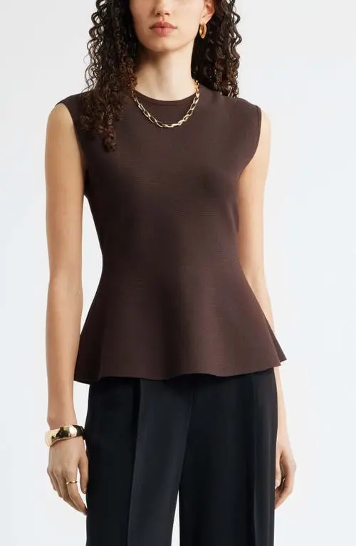Nordstrom Sleeveless Peplum Sweater - Brown Coffee