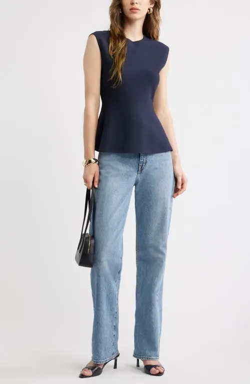 Nordstrom Sleeveless Peplum Sweater - Navy Night