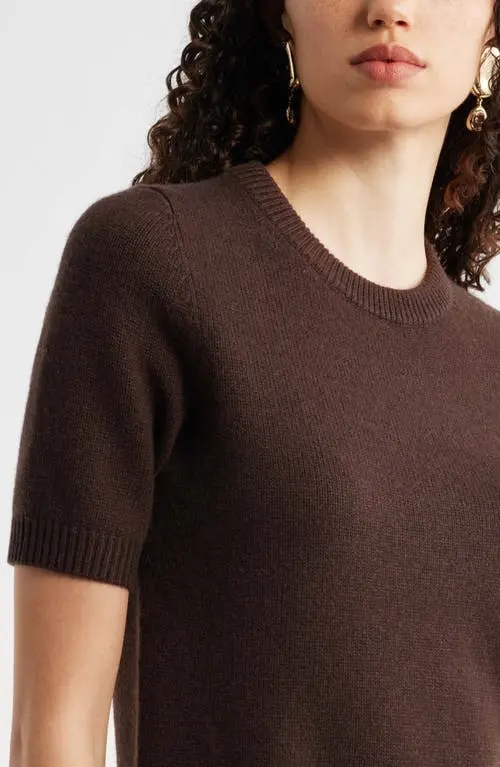 Nordstrom Short Sleeve Wool & Cashmere Sweater Dress - Brown Mole