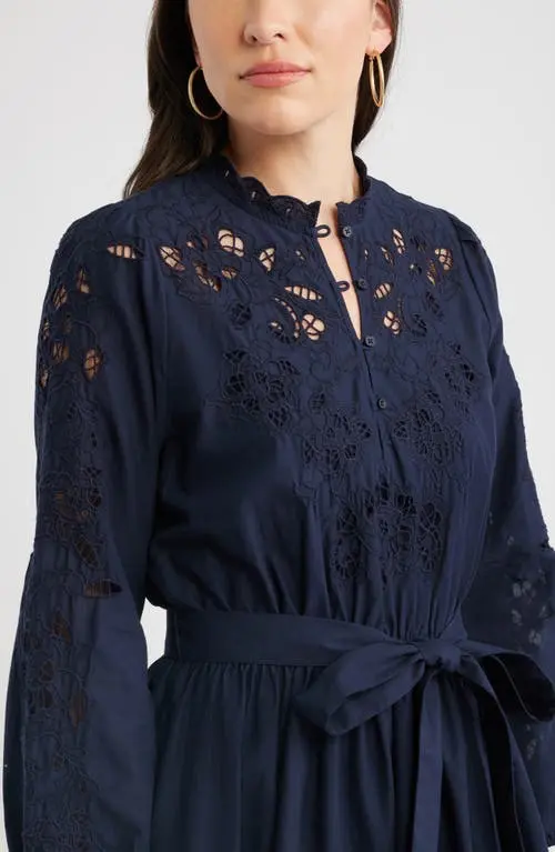 Chelsea28 Embroidered Tie Waist Mini Dress - Navy Night
