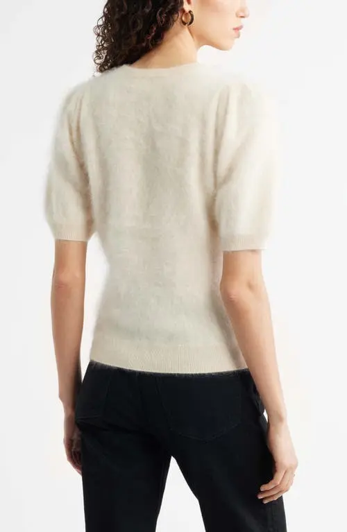 Nordstrom Femme Short Sleeve Brushed Cashmere Sweater
