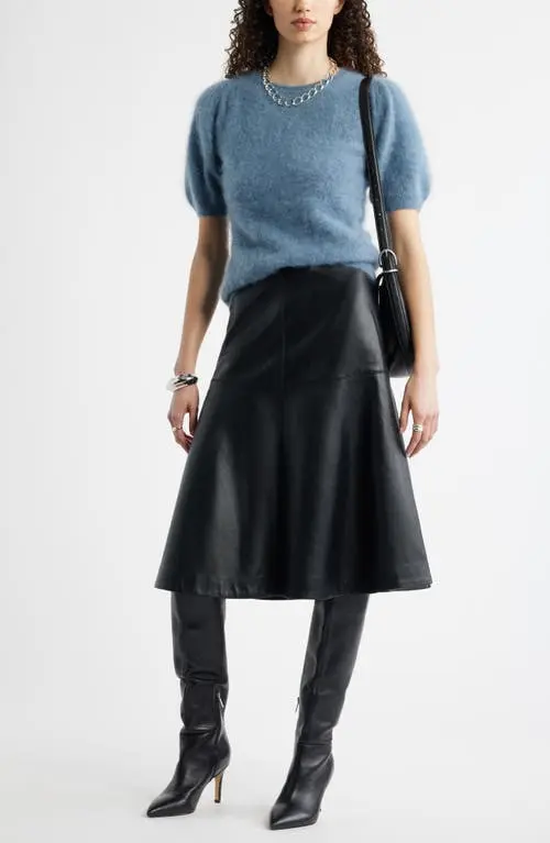 Nordstrom Femme Short Sleeve Brushed Cashmere Sweater - Blue Chip