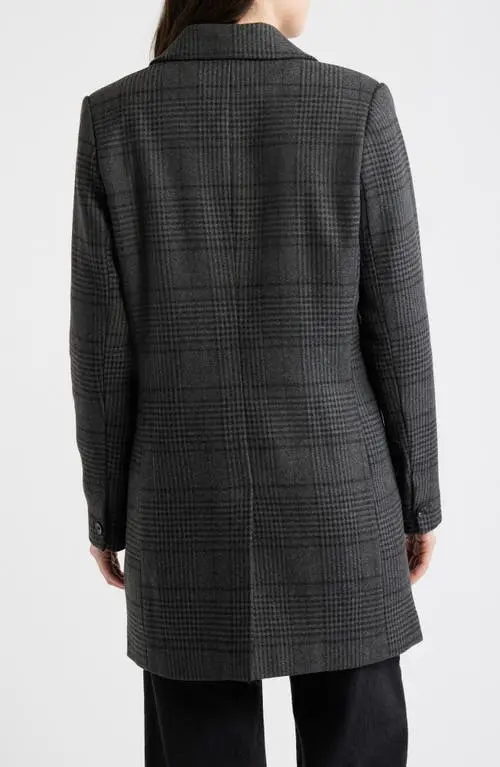 Bernardo Plaid Double Breasted Coat - Grey