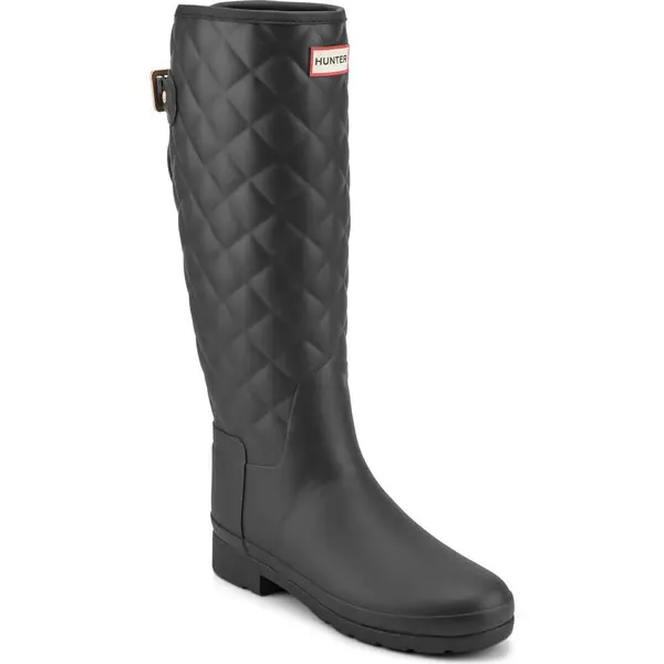 Hunter Refined Quilted Rain Boot - Black