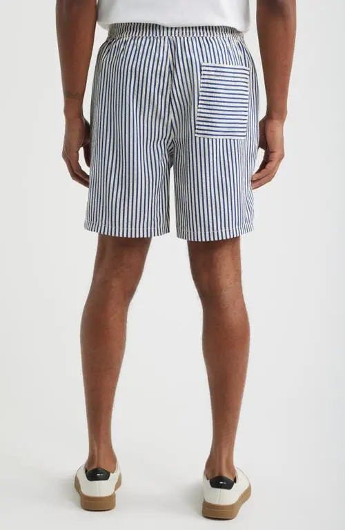 OPEN EDIT Stripe Seersucker Drawstring Shorts