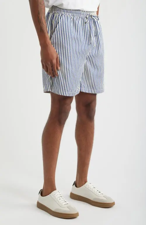 OPEN EDIT Stripe Seersucker Drawstring Shorts