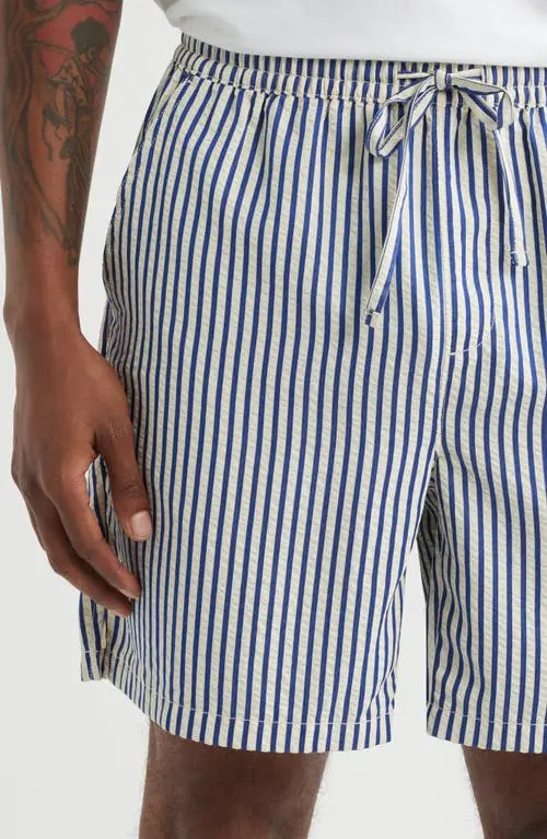 OPEN EDIT Stripe Seersucker Drawstring Shorts