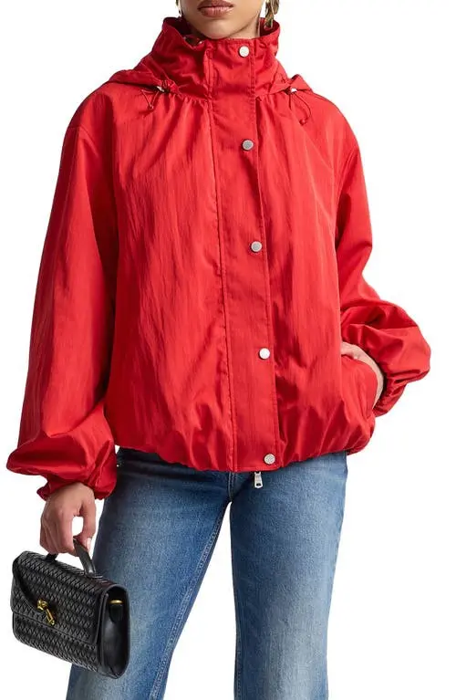 Avec Les Filles Balloon Hem Hooded Windbreaker Jacket - Cadmium