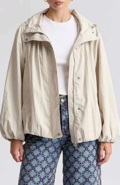 Avec Les Filles Balloon Hem Hooded Windbreaker Jacket - Porcelain