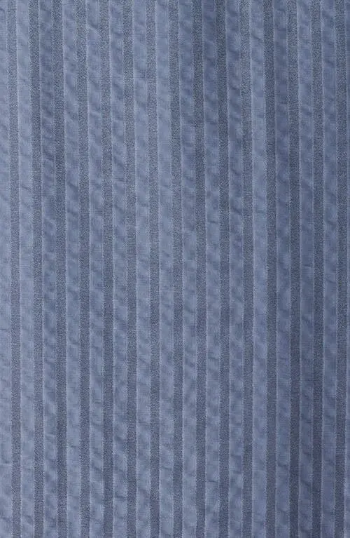 OPEN EDIT Stripe Short Sleeve Seersucker Button-up Shirt