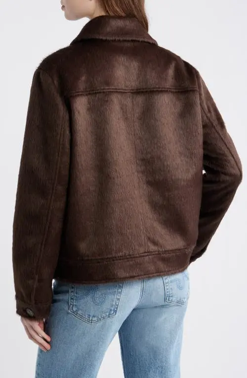 Bernardo Faux Calf Hair Trucker Jacket - Chocolate