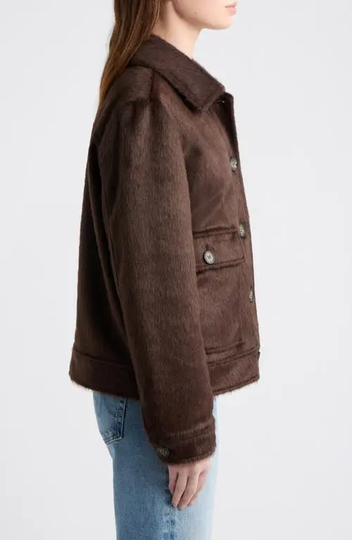 Bernardo Faux Calf Hair Trucker Jacket - Chocolate