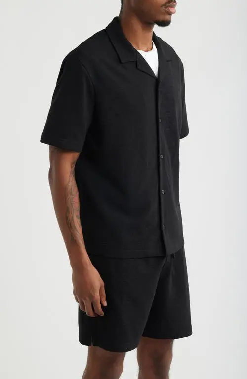 OPEN EDIT Knit Camp Shirt - Black