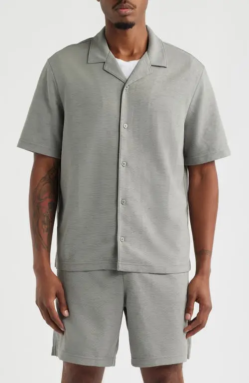 OPEN EDIT Knit Camp Shirt - Grey Fossil