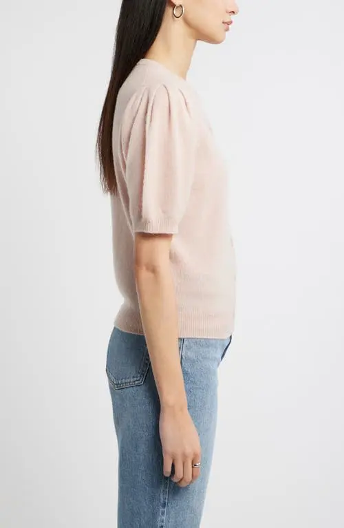 Nordstrom Puff Sleeve Cashmere Cardigan - Pink Adobe
