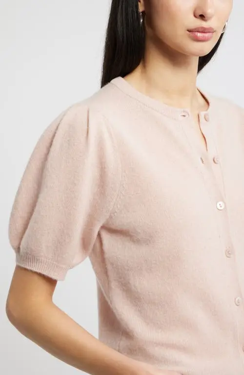 Nordstrom Puff Sleeve Cashmere Cardigan - Pink Adobe